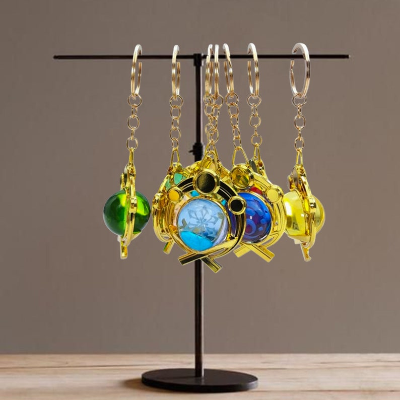 High-quality Genshin Impact Visions, Glow in the Dark, Metal Keychain ...