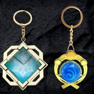 High-quality Genshin Impact Visions, Glow in the Dark, Metal Keychain ...