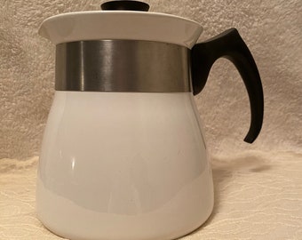Vintage Cookmates by Corning KTP-7 Tea Pot Kettle White W Lid 7 Cup ...