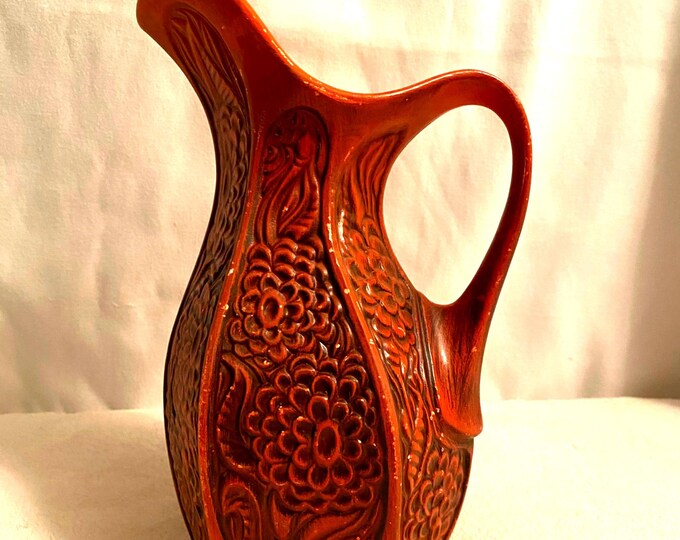 Vintage Mccoy Orange Floral Pitcher Ceramic Pottery - Etsy