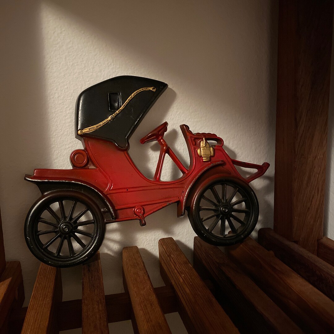 Vintage Cast Metal Red Car Wall Art Plaque - Etsy