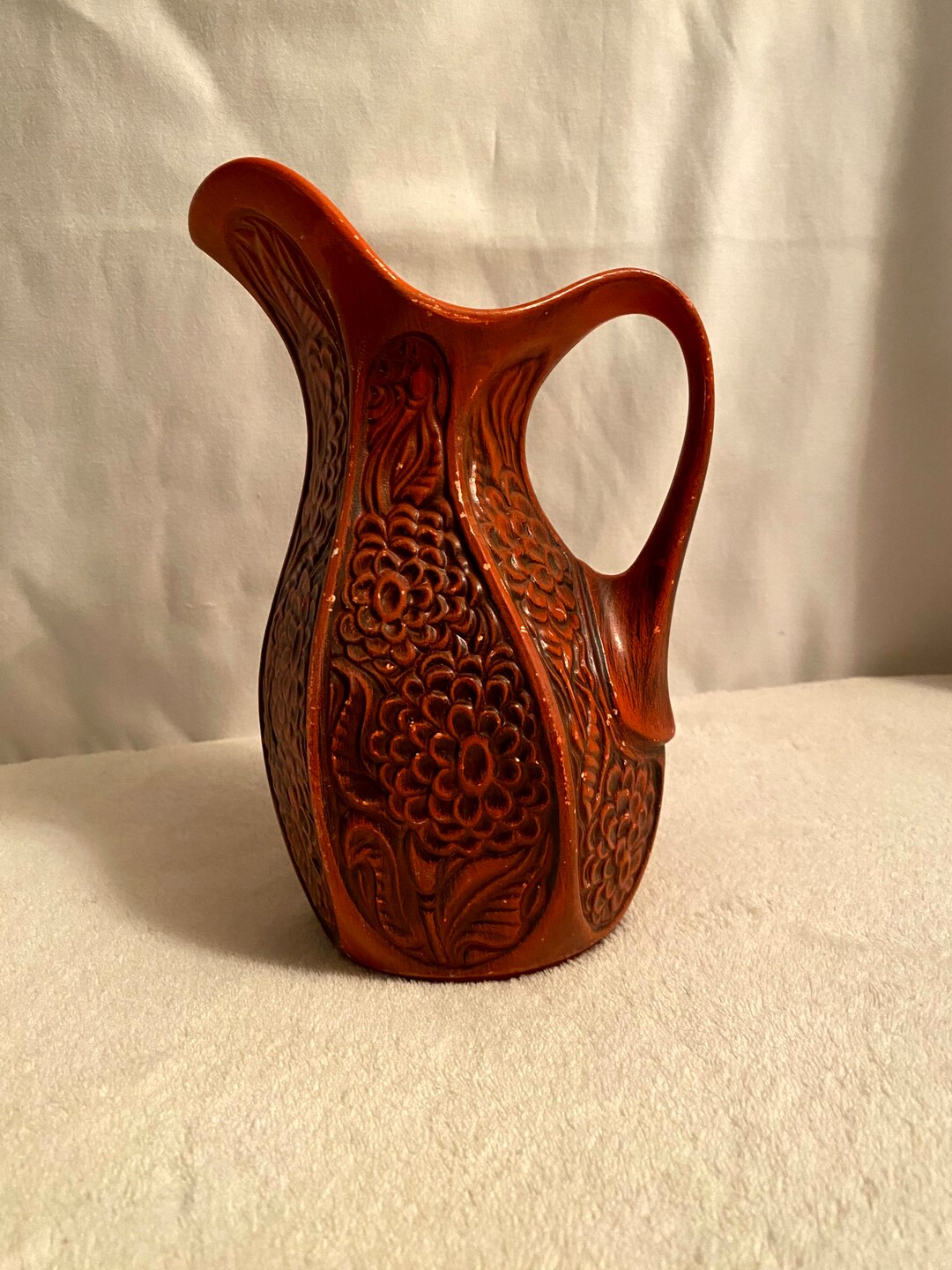 Vintage Mccoy Orange Floral Pitcher Ceramic Pottery - Etsy