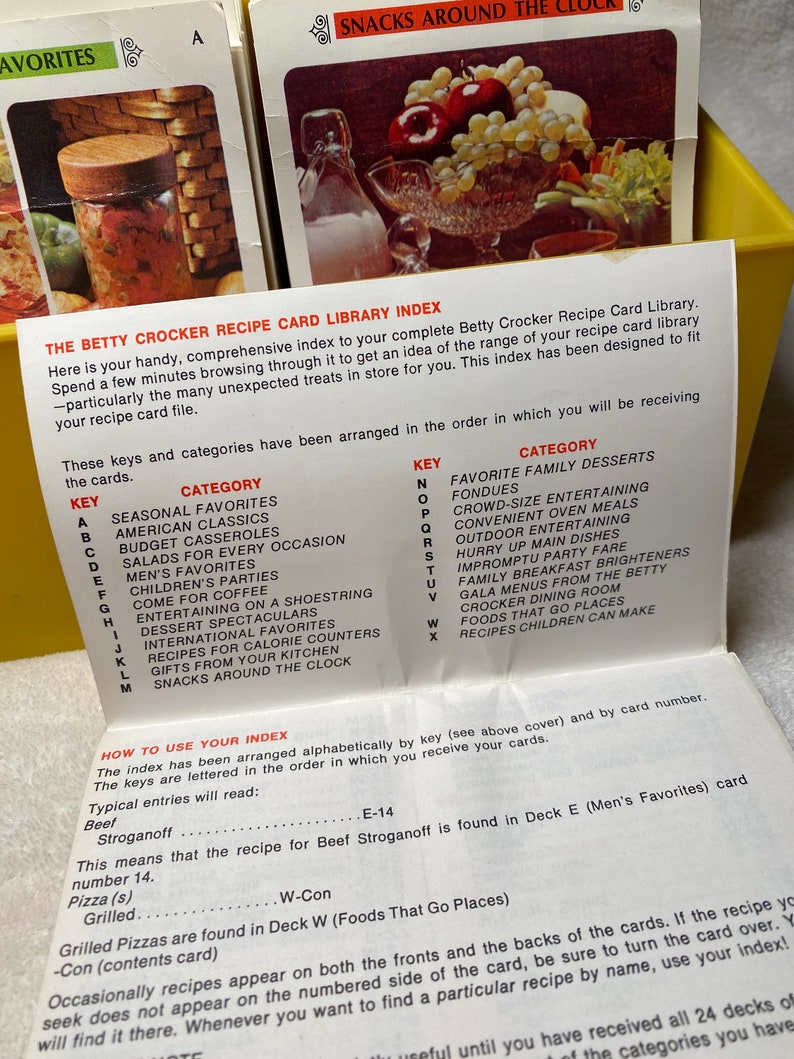 Vintage Betty Crocker Recipe Card Library - Etsy