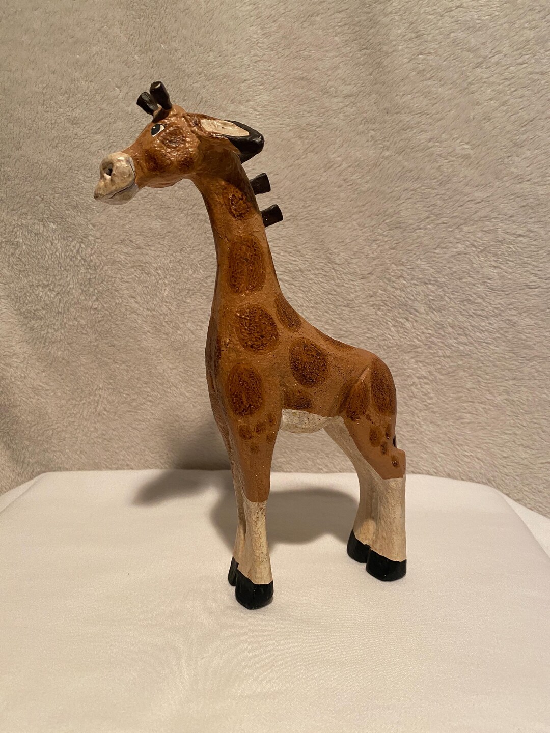 Vintage Hand Carved Wooden Giraffe Statue - Etsy