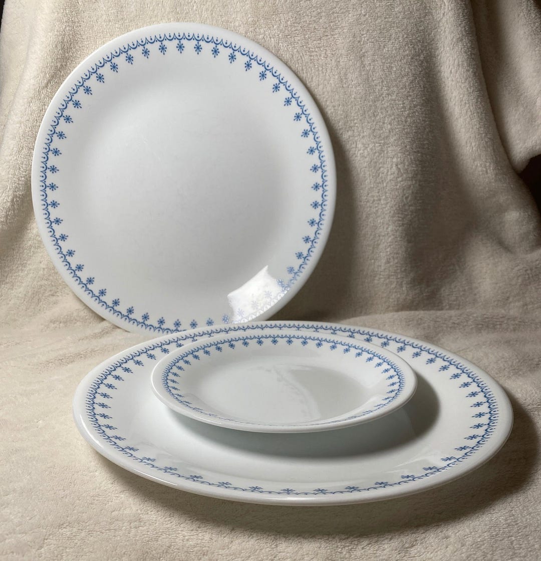 Vintage Corelle Snowflake Blue Plate - Set of 3 - Etsy