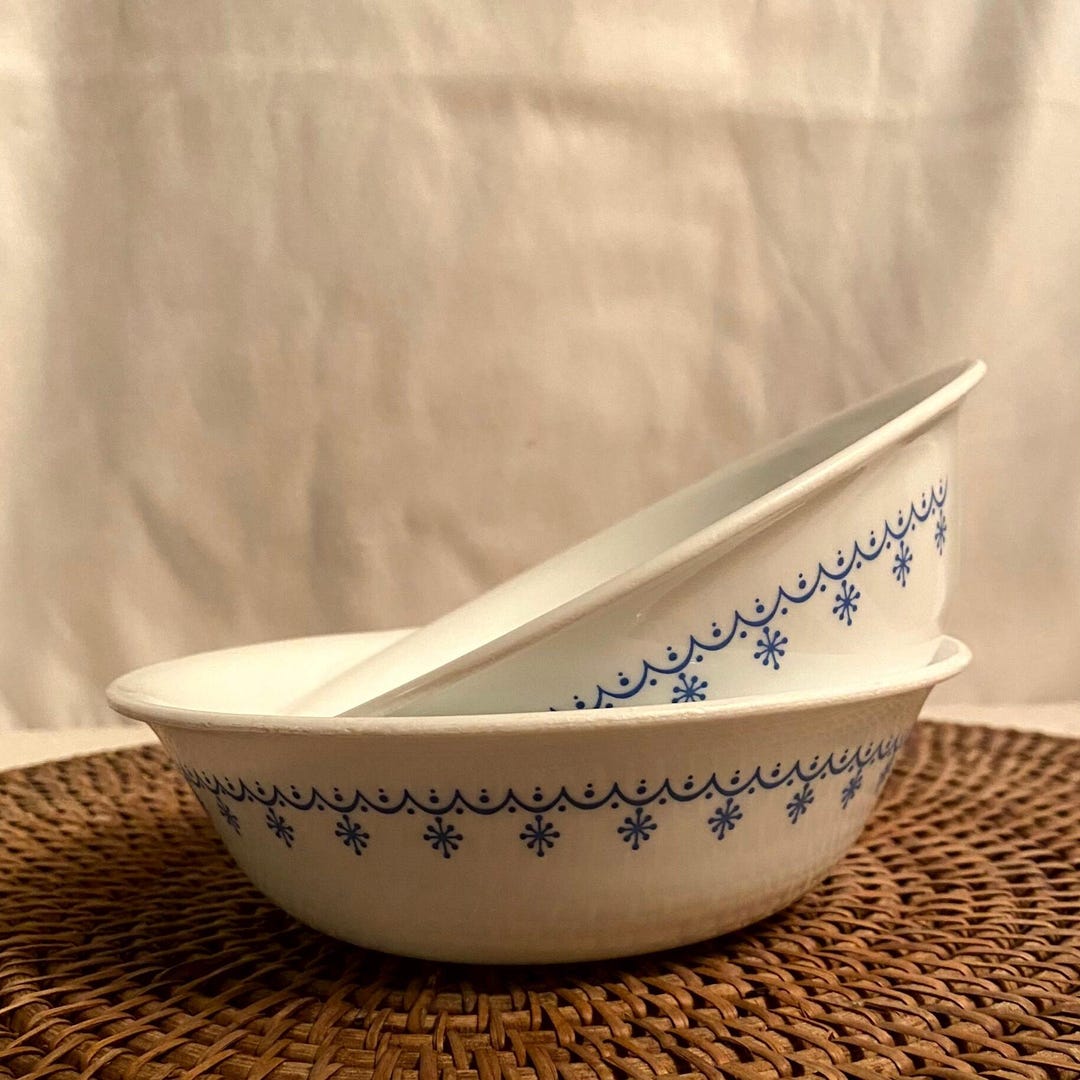 Vintage Corelle Snowflake Blue Cereal Bowls Set of 2 - Etsy