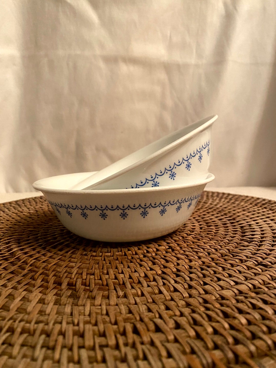 Vintage Corelle Snowflake Blue Cereal Bowls Set of 2 - Etsy
