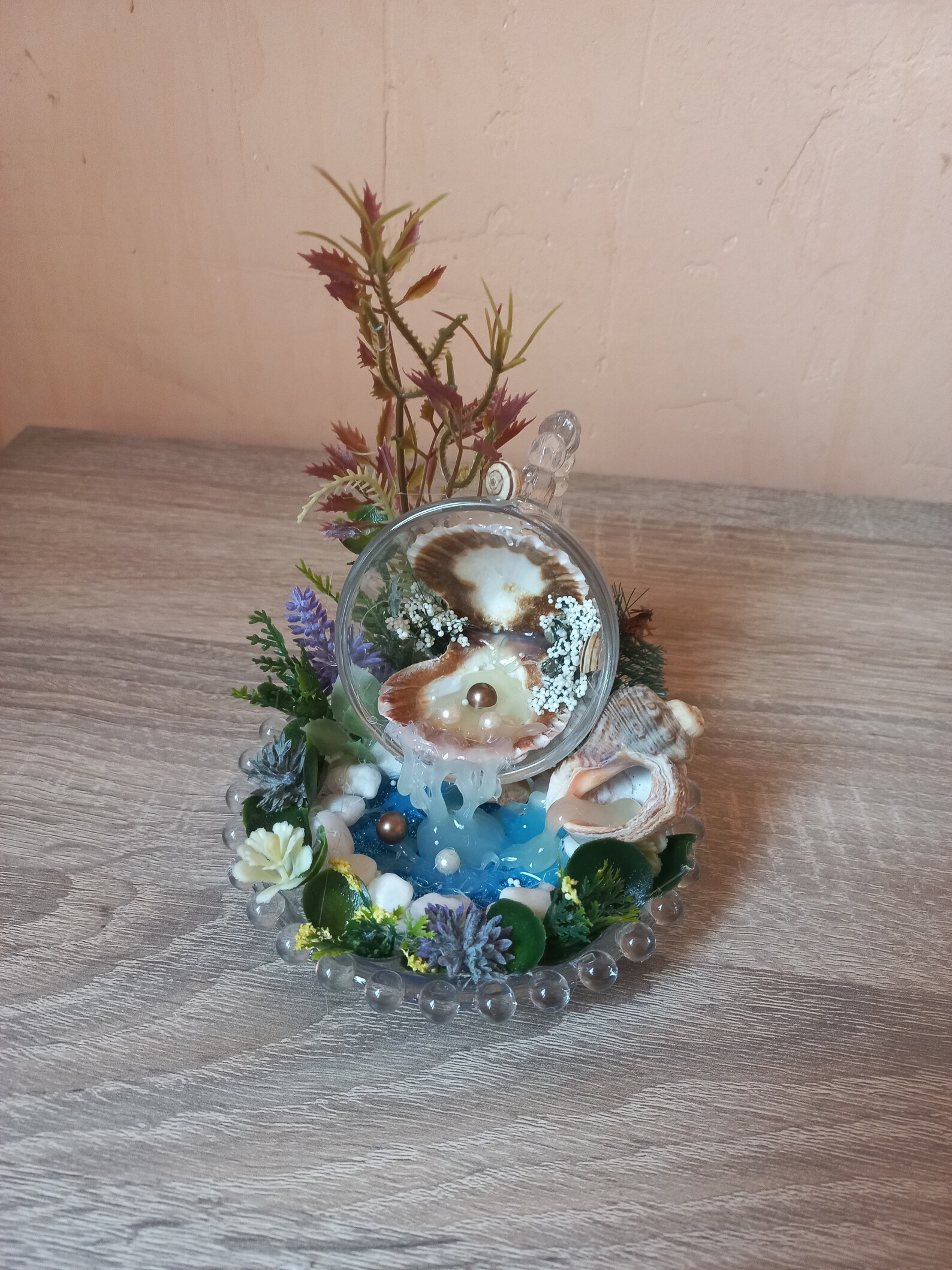 Floating Cup, Seashell Waterfall, Magic Cup, Tea Cup Ornament - Etsy