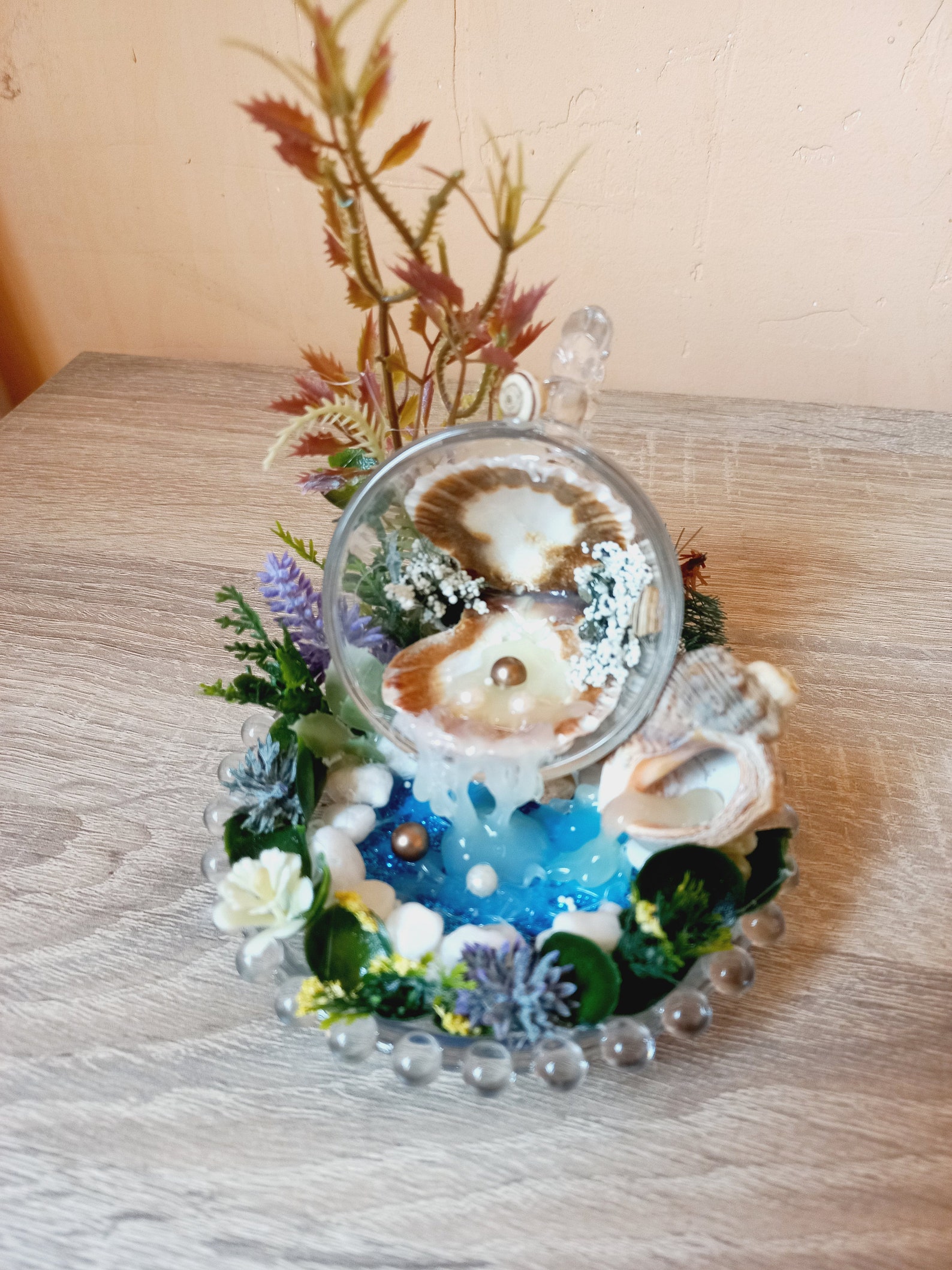 Floating Cup, Seashell Waterfall, Magic Cup, Tea Cup Ornament - Etsy