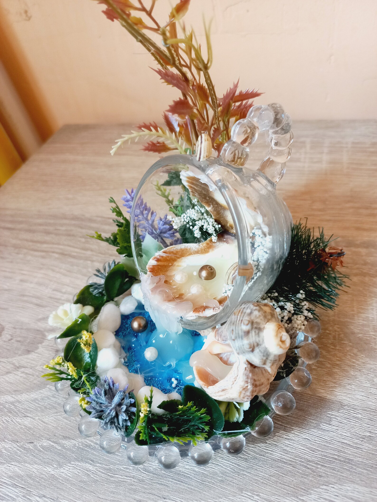 Floating Cup, Seashell Waterfall, Magic Cup, Tea Cup Ornament - Etsy