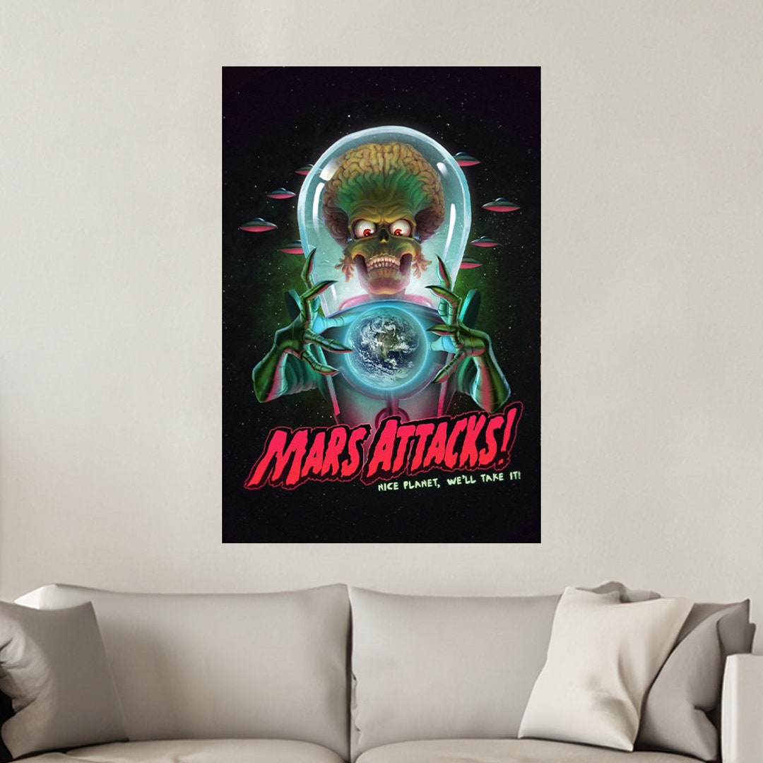 Mars Attacks Comic Science Fiction Film Poster Canvas Prints - Etsy