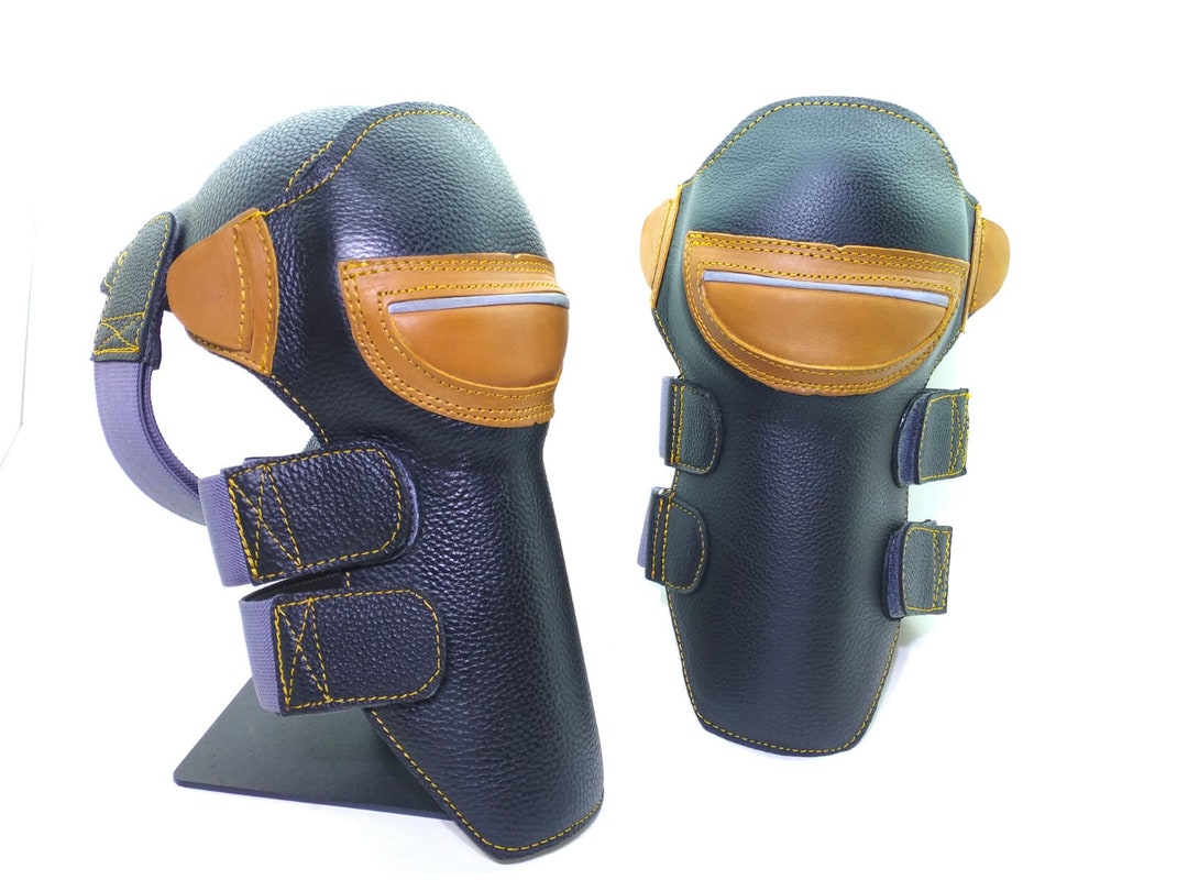 Articulated Leather Knee Pads With Reflector - Etsy