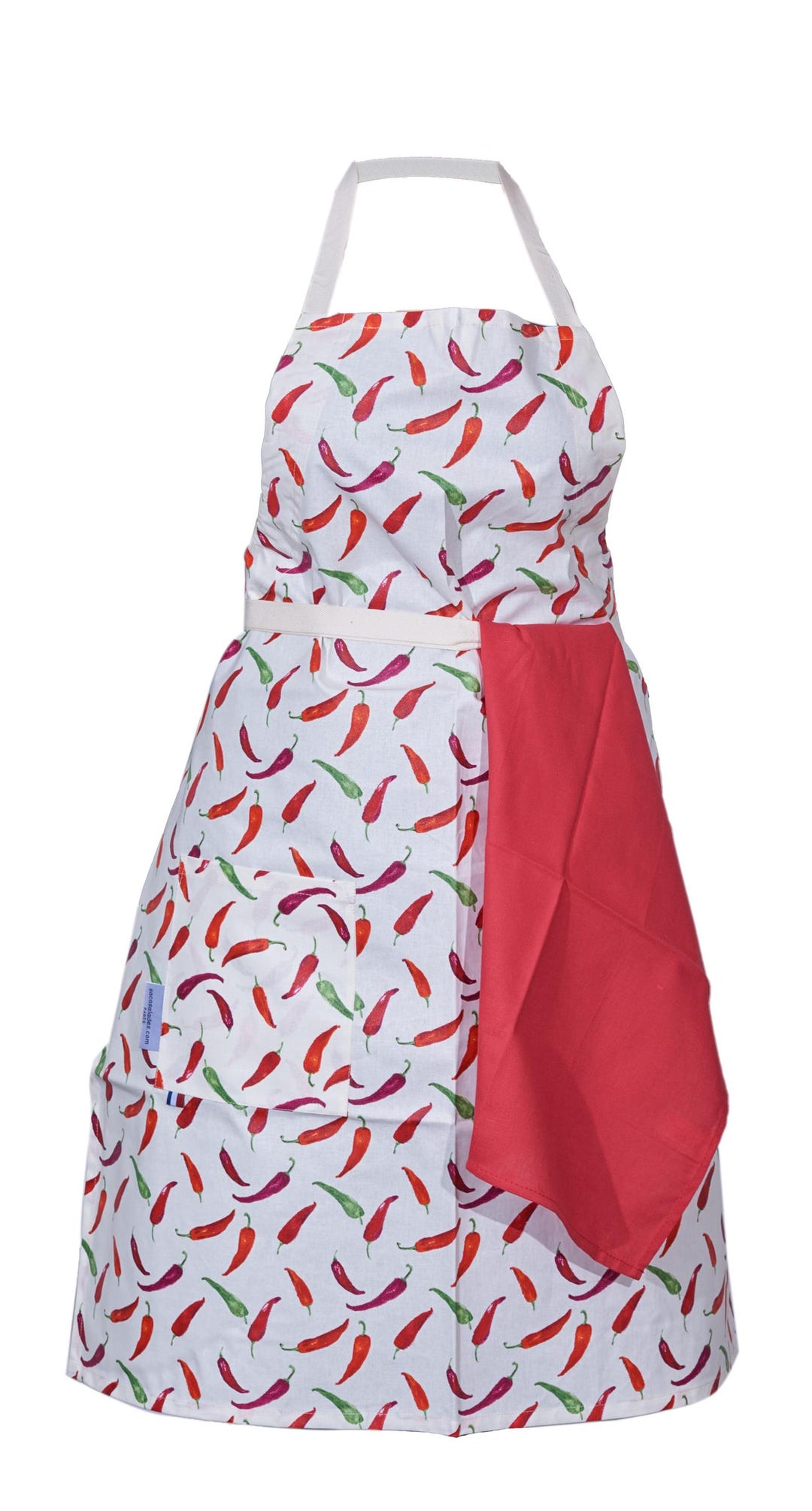 Chili Pepper Apron in Coated Cotton With Drawstring and Matching Napkin ...
