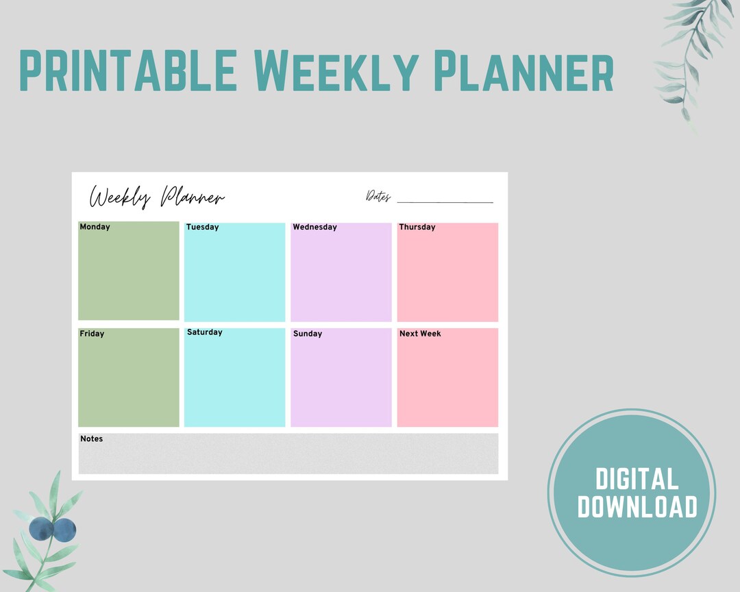 Printable Weekly Planner A4 Landscape Modern Minimalist - Etsy
