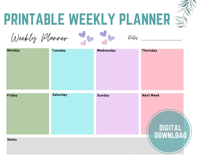 Printable Weekly Planner, A4 Landscape, Modern, Minimalist, Weekly ...