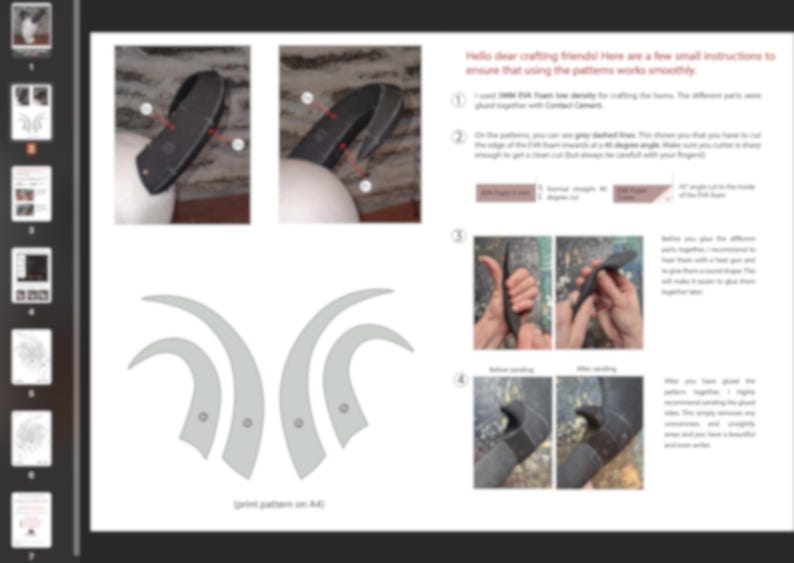 Round Horns - DIGITAL PATTERNS - A4 PDF - Etsy