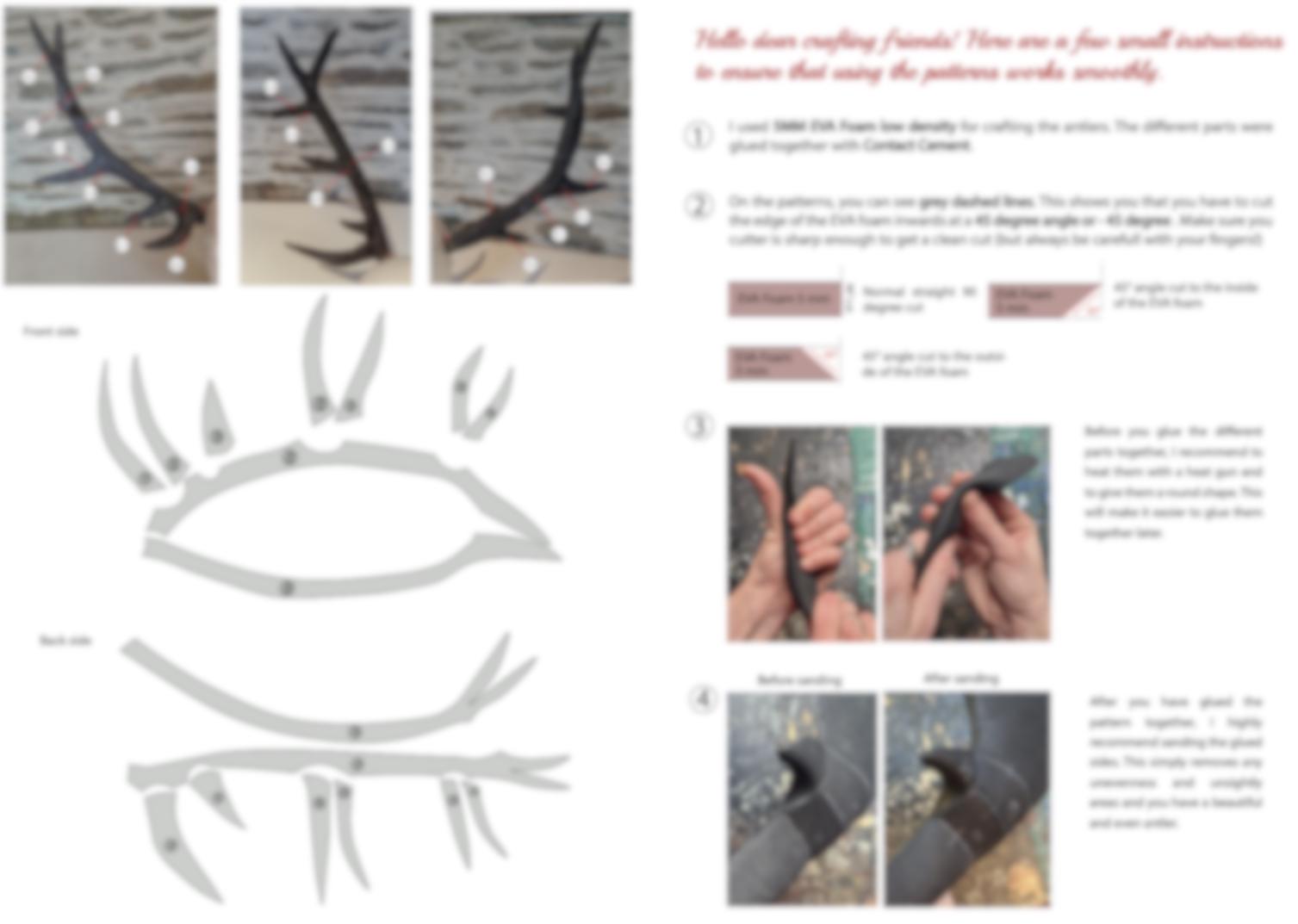 Big Deer Antlers Pattern - DIGITAL PATTERNS - A4 PDF - Etsy