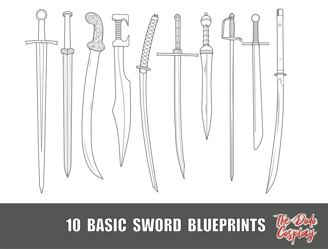 10 Basic Sword Blueprints - DIGITAL PDF - A4 - Etsy