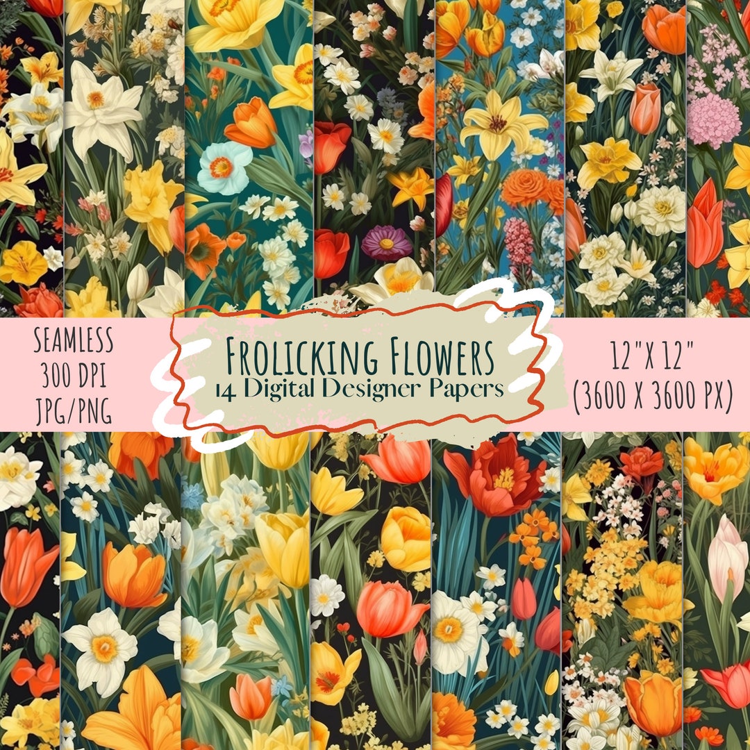 Floral Seamless Digital Paper,botanical Digital Paper,floral Printable ...