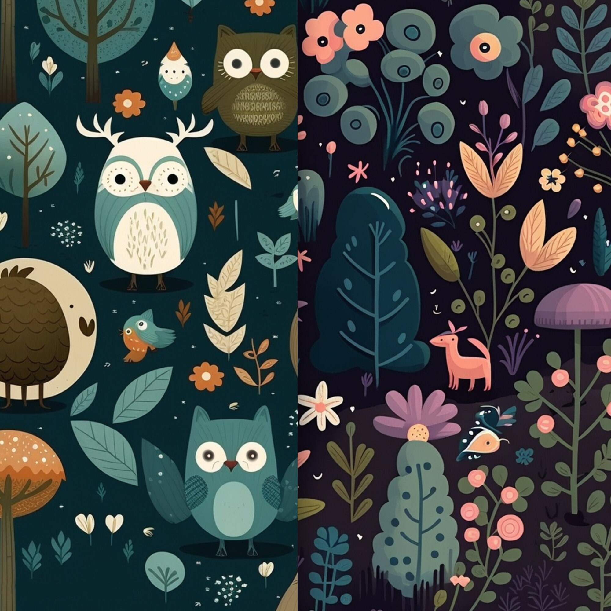 Forest Digital Paper, Woodland Forest Background, Mushroom Digital ...