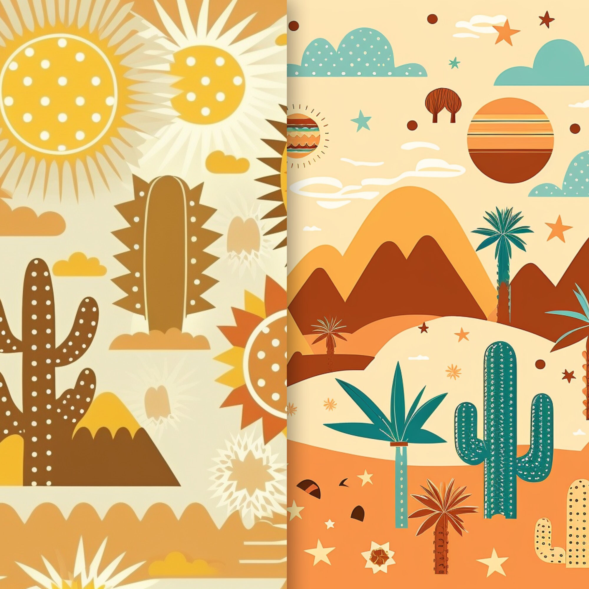 Desert Cactus Digital Paper Pack for Scrapbooking Boho - Etsy