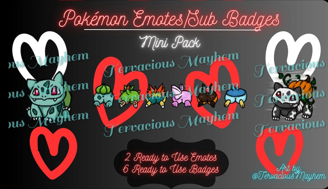 8pc Pokémon Twitch/discord Emotes and Subscriber Badges Mini Pack ...