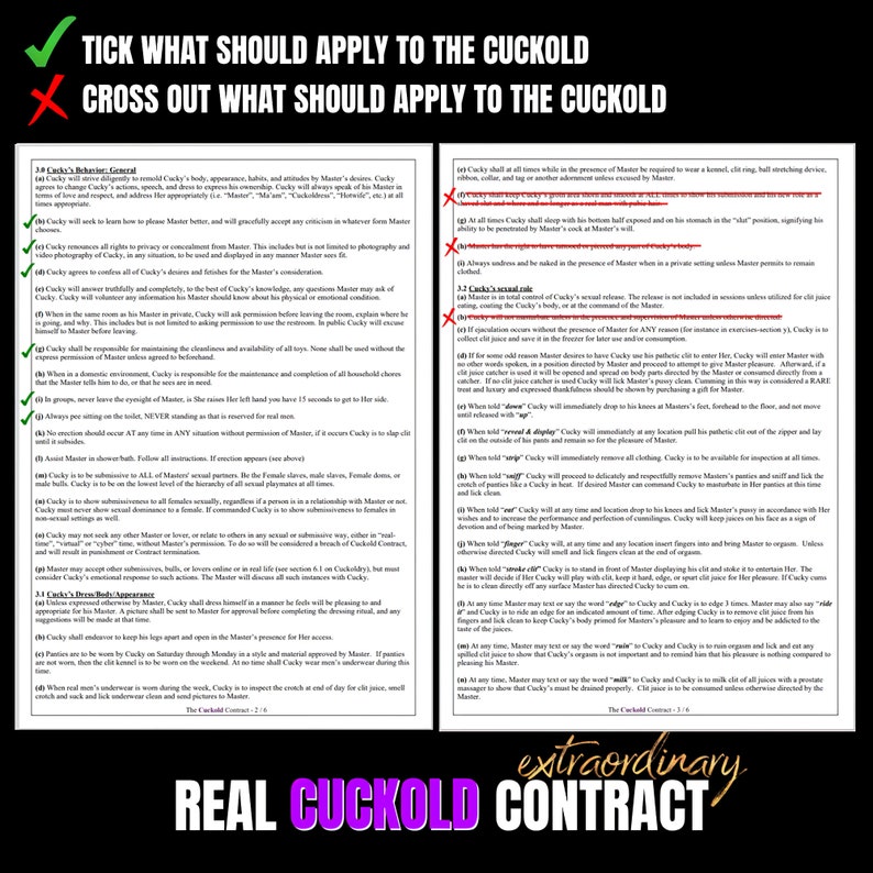 Cuckold Contract for Hotwife Femdom and Couples | Real Cuckold Contract ...