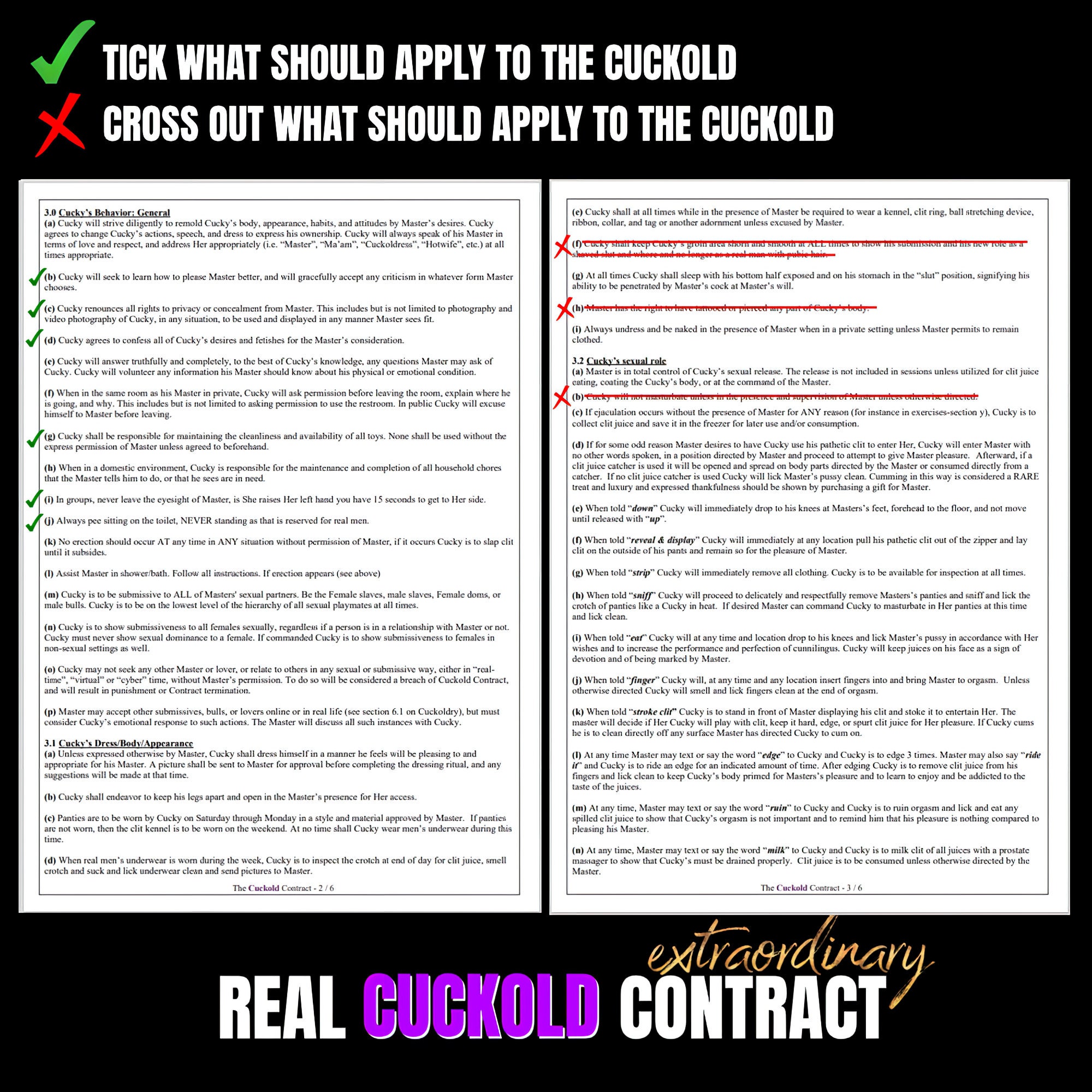 Cuckold Contract for Hotwife Femdom and Couples Real Cuckold Contract With Cuckold Tasks for ...