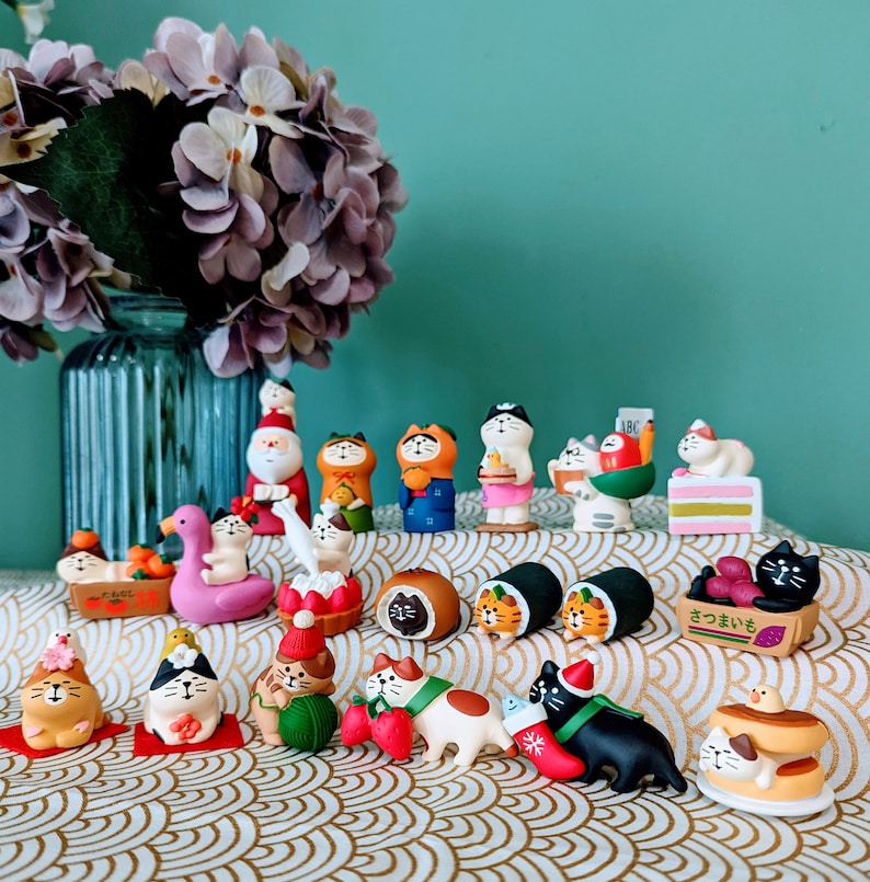 Authentic Japanese Kawaii Cat Figurines, Whimsical Home Decor - Etsy