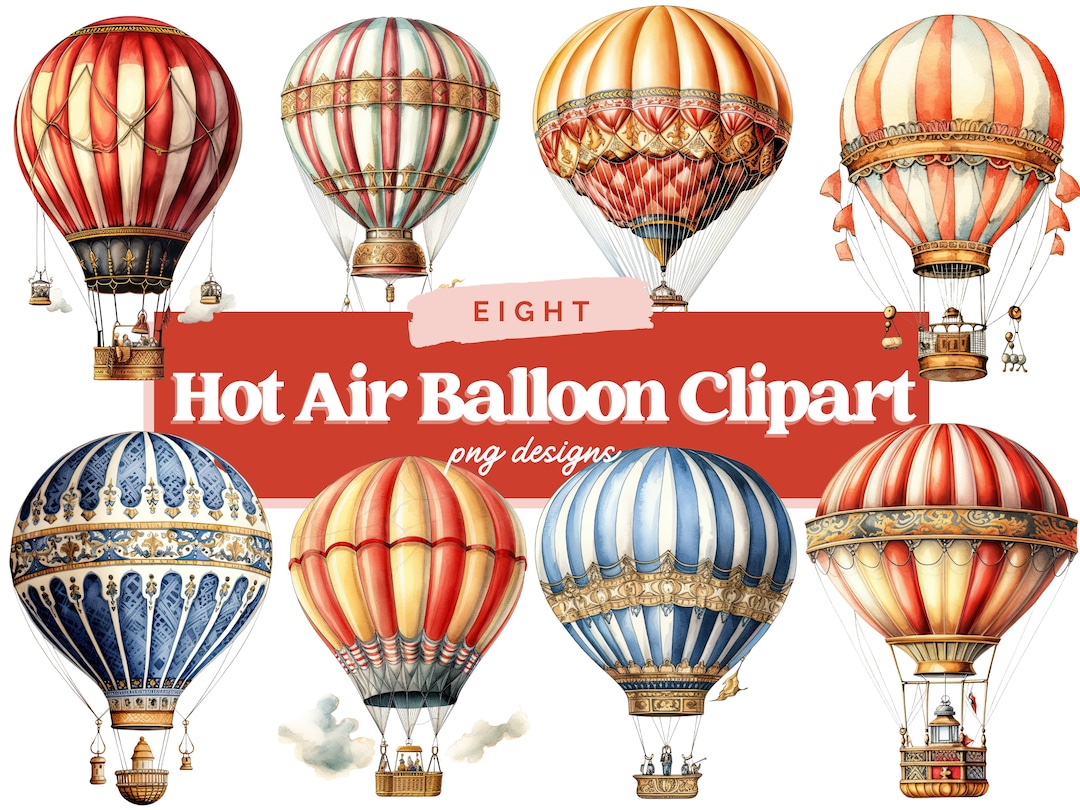 Watercolor Pastel Cute Hot Air Balloon Bundle, Digital Crafts Designs ...