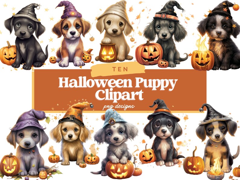 Watercolor Halloween Puppy Clipart Halloween Dog PNG - Etsy