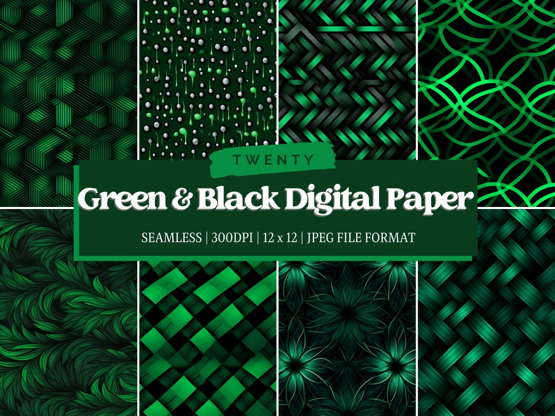 Green and Black Digital Paper, JPEG, Seamless Design, Web Background ...