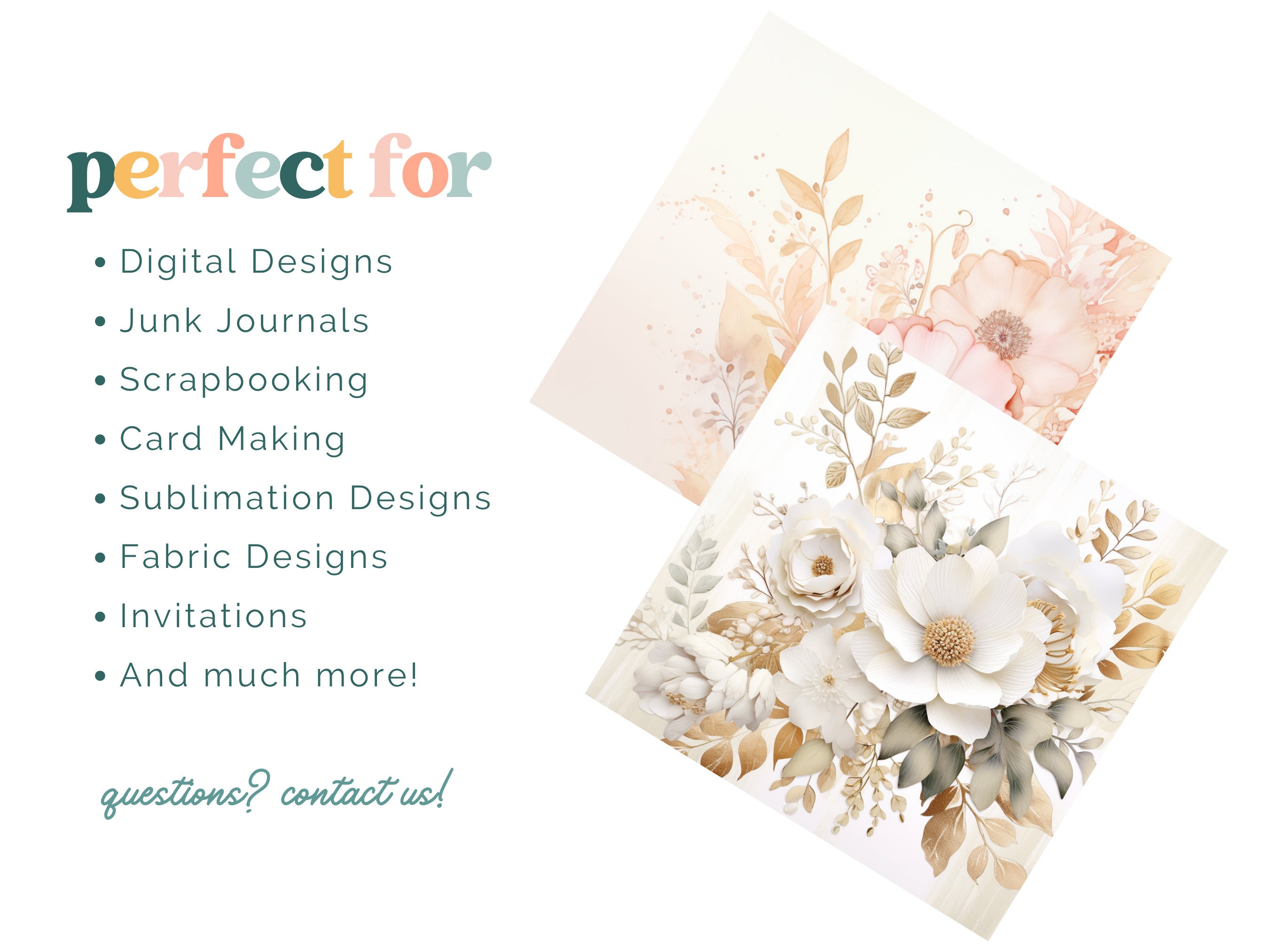 Boho Floral Digital Paper Web Background Commercial Use - Etsy