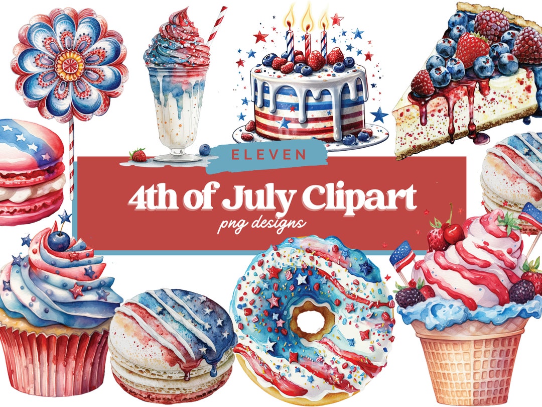Watercolour Patriotic Treats Clipart 4th of July PNG Digital Image ...
