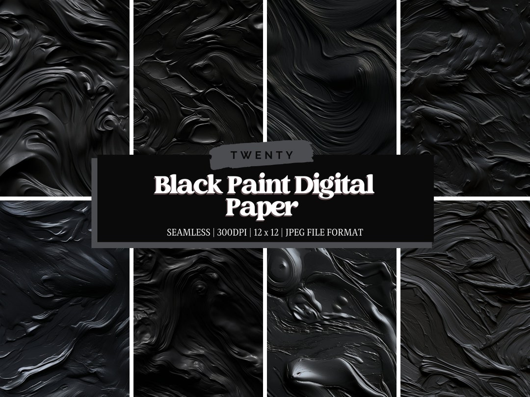 Black Paint Digital Paper, Black Digital Background, Paint JPG, Instant ...