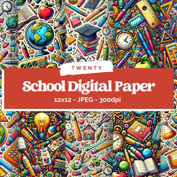 School Digital Background - Etsy