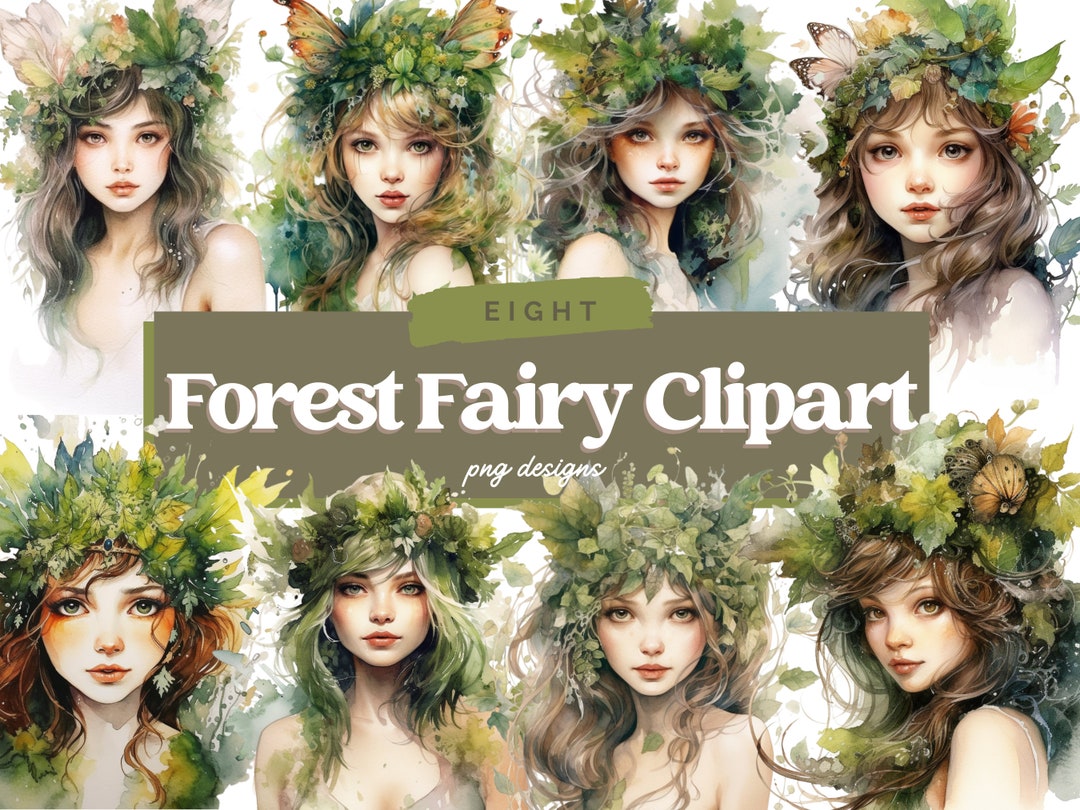Watercolor Forest Fairy Clipart Fantasy PNG Digital Image Downloads for ...