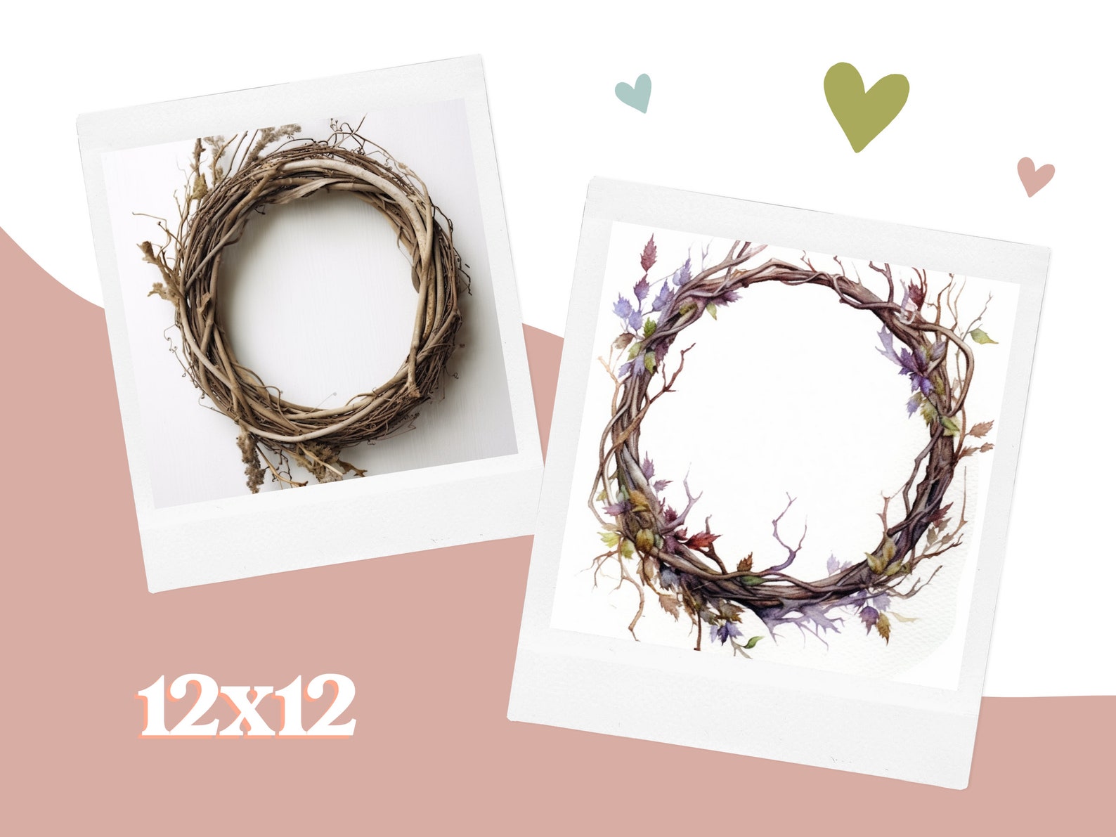 Watercolor Twig Wreath Clipart Bundle Twig Wreath Clipart - Etsy