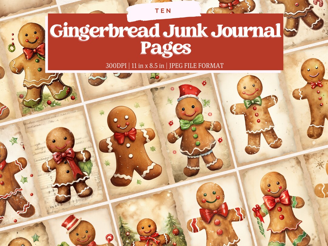 Gingerbread Junk Journal Pages, Christmas Junk Journal, Vintage ...