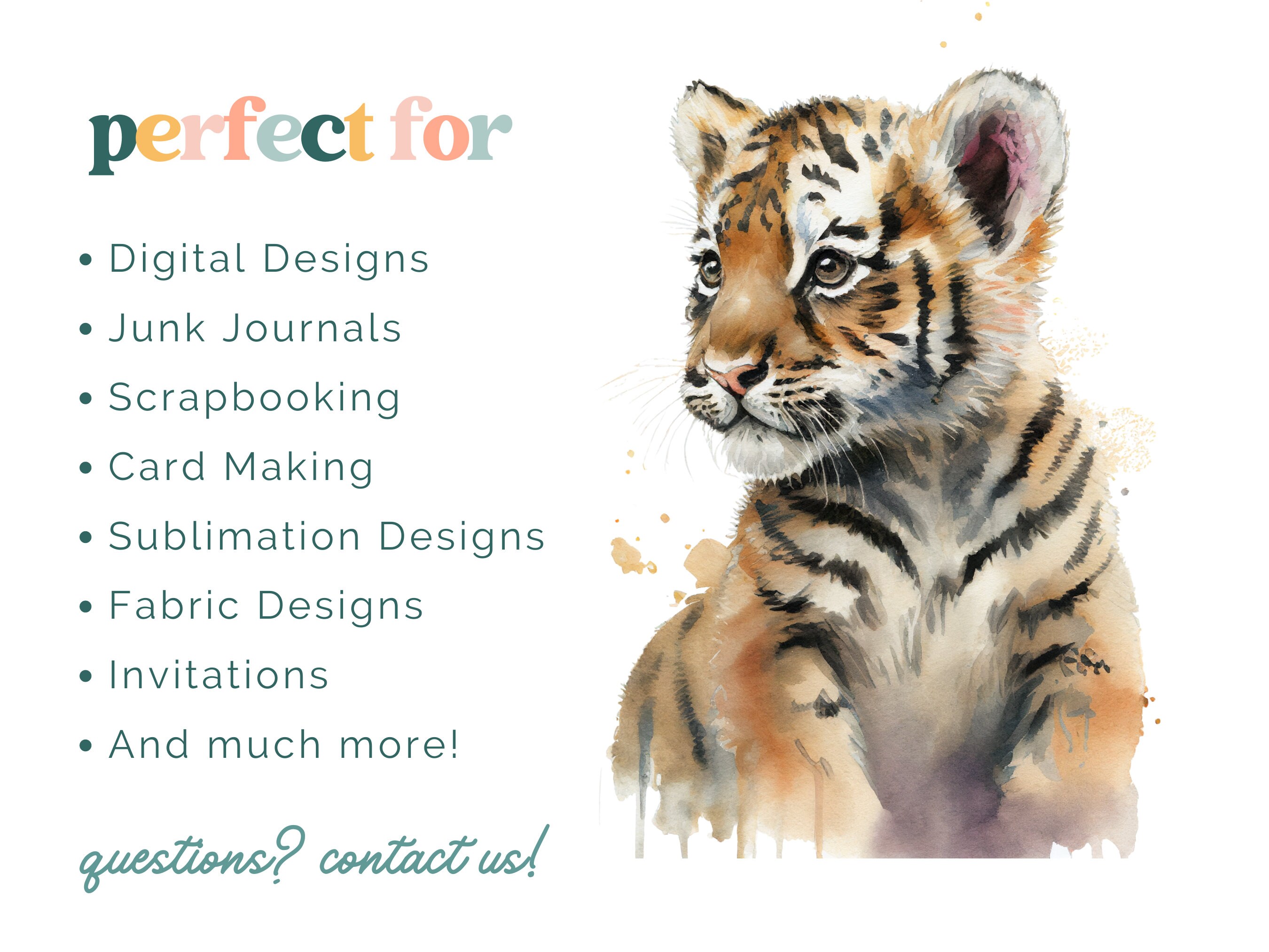 Watercolor Bengal Tiger Clipart Bengal Tiger Clipart PNG - Etsy