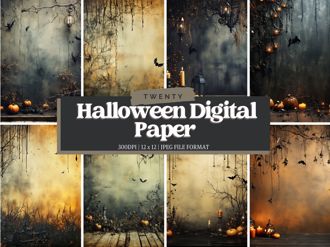 Halloween Digital Paper, Web Background, Commercial Use, Junk Journal ...