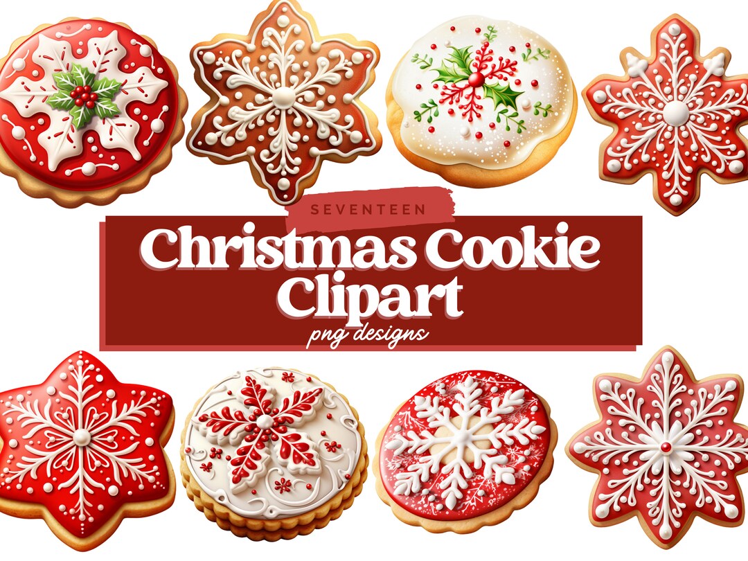 Watercolor Christmas Cookie Clipart, Biscuit PNG Bundle, Kawaii Food ...