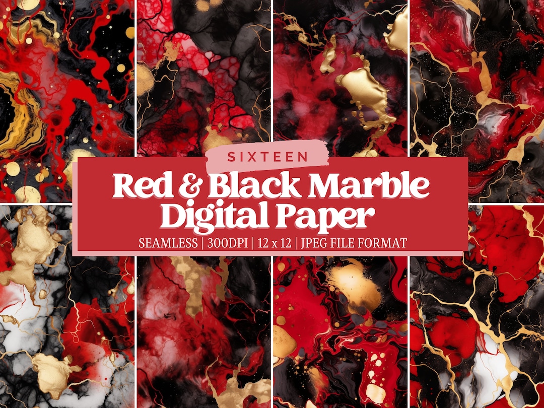 Red and Black Marble Digital Paper, Marble Digital Paper, Agate Digital ...