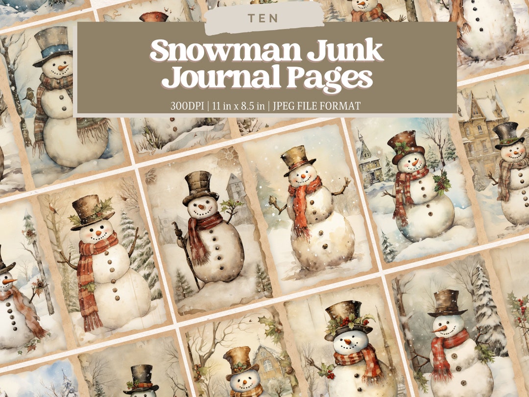 Snowman Junk Journal Pages, Christmas Junk Journal Printable Kit, Craft ...