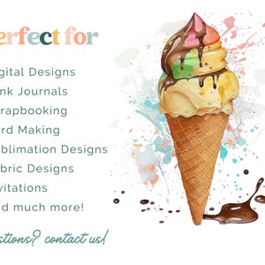 Watercolor Ice Cream Cone Clipart, Ice Cream Cone Clipart PNG, Pastel ...