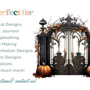 Halloween Gate Clipart, Watercolor Clipart, Halloween PNG, Scrapbook ...