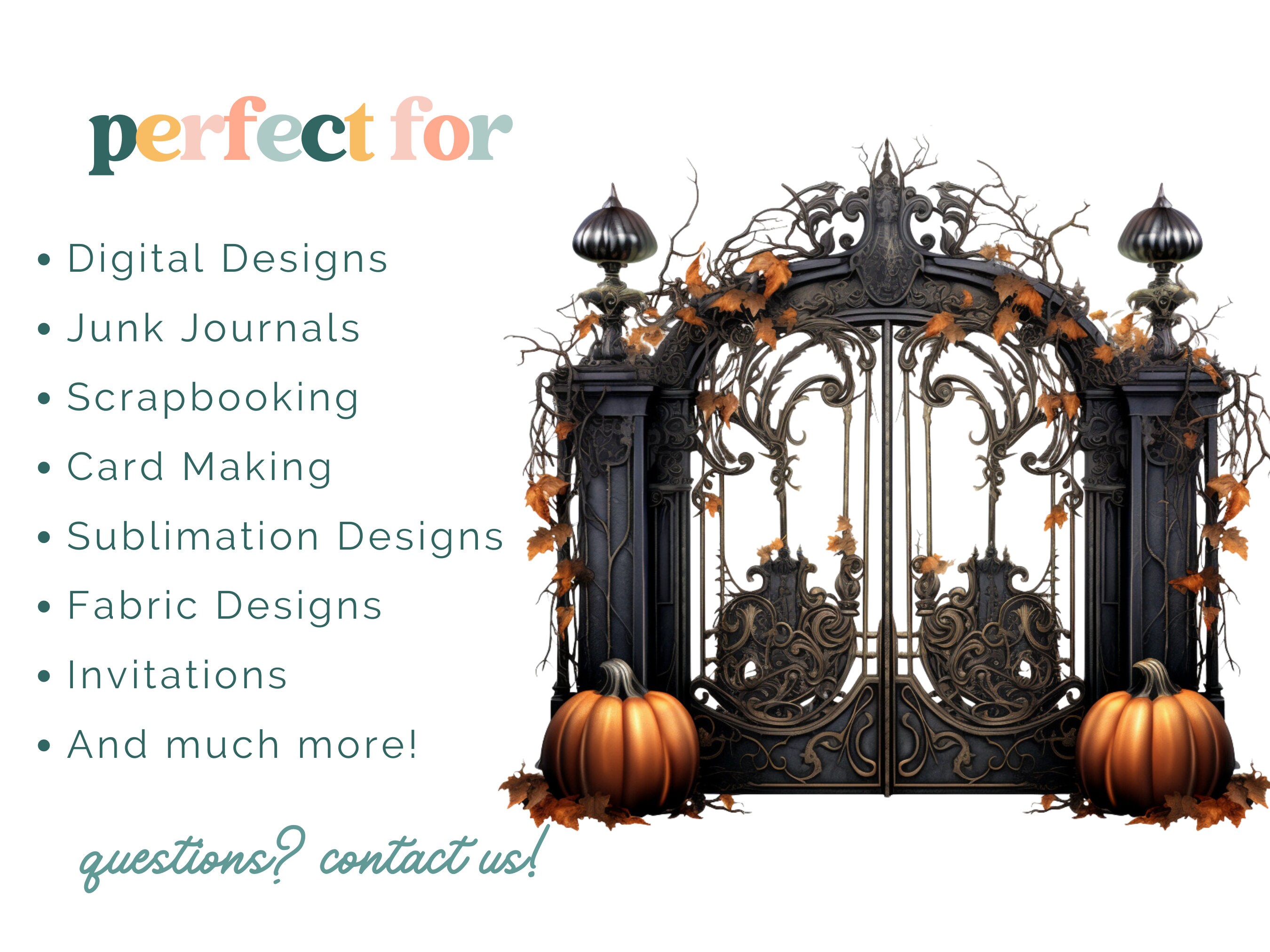 Halloween Gate Clipart Watercolor Clipart Halloween PNG - Etsy