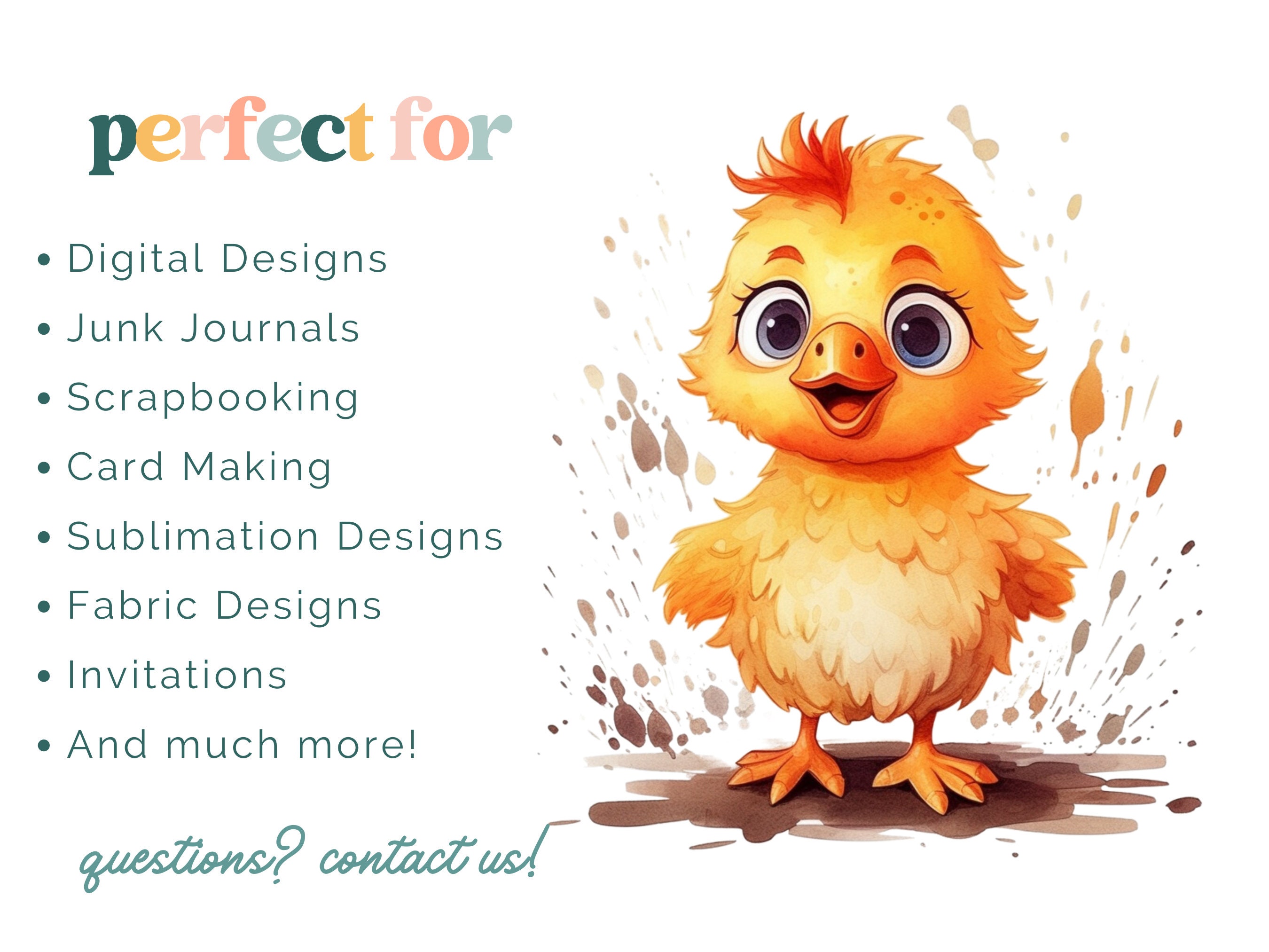 Chicken Clipart Bundle, Chicken PNG, Cartoon Chicken, Watercolor ...