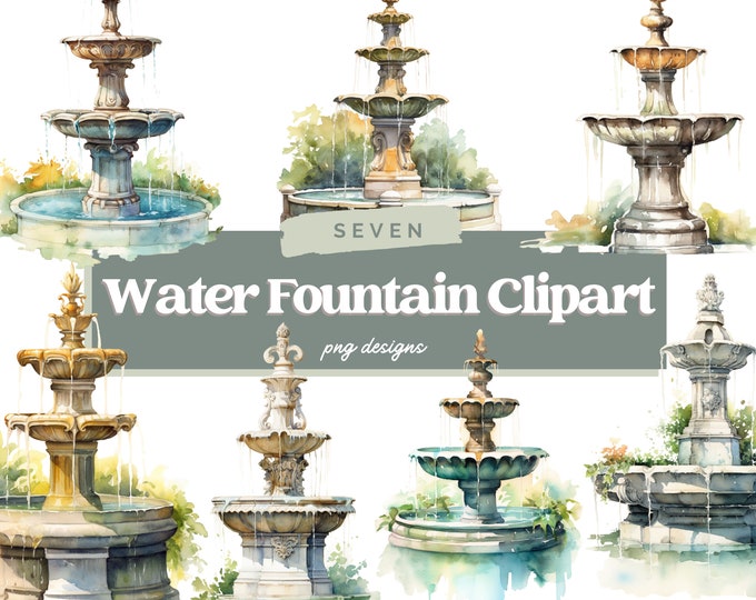 20 Water Fountain Clipart, Park Fountain Clipart, Floral Fountain ...