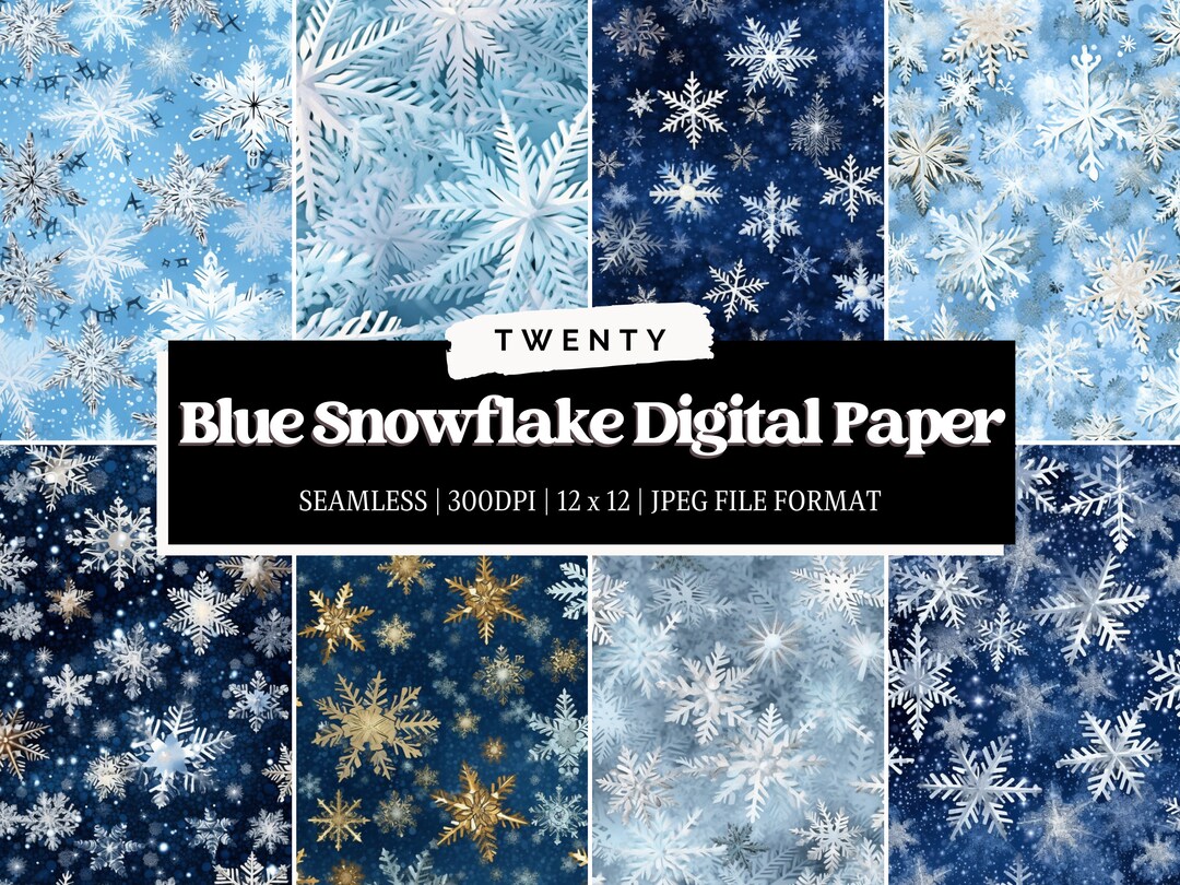 Watercolor Snowflake Digital Paper, JPG, Seamless Design, Web ...